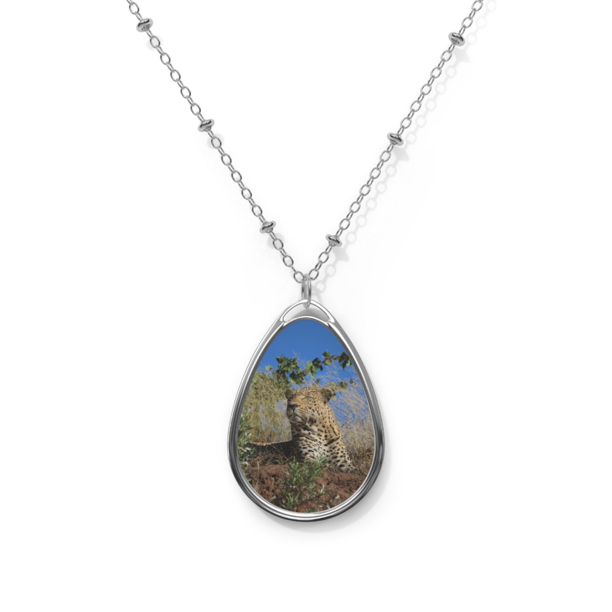Wildlife Necklace, South Africa Leopard, Jewelry, Oval Pendant, African ...