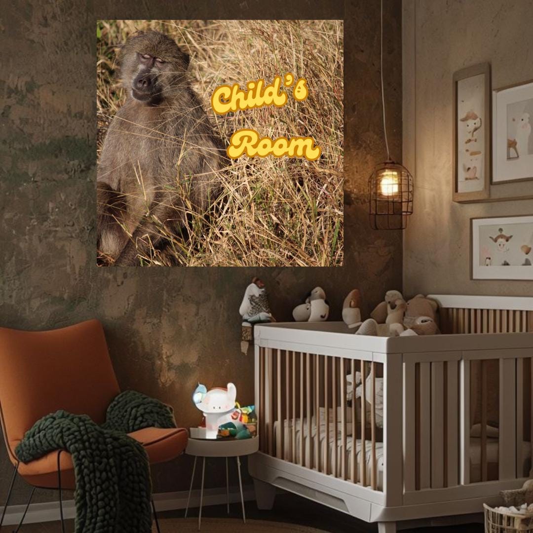Personalized Baboon Nursery Poster: Kids Room Name Sign (canva Template ...