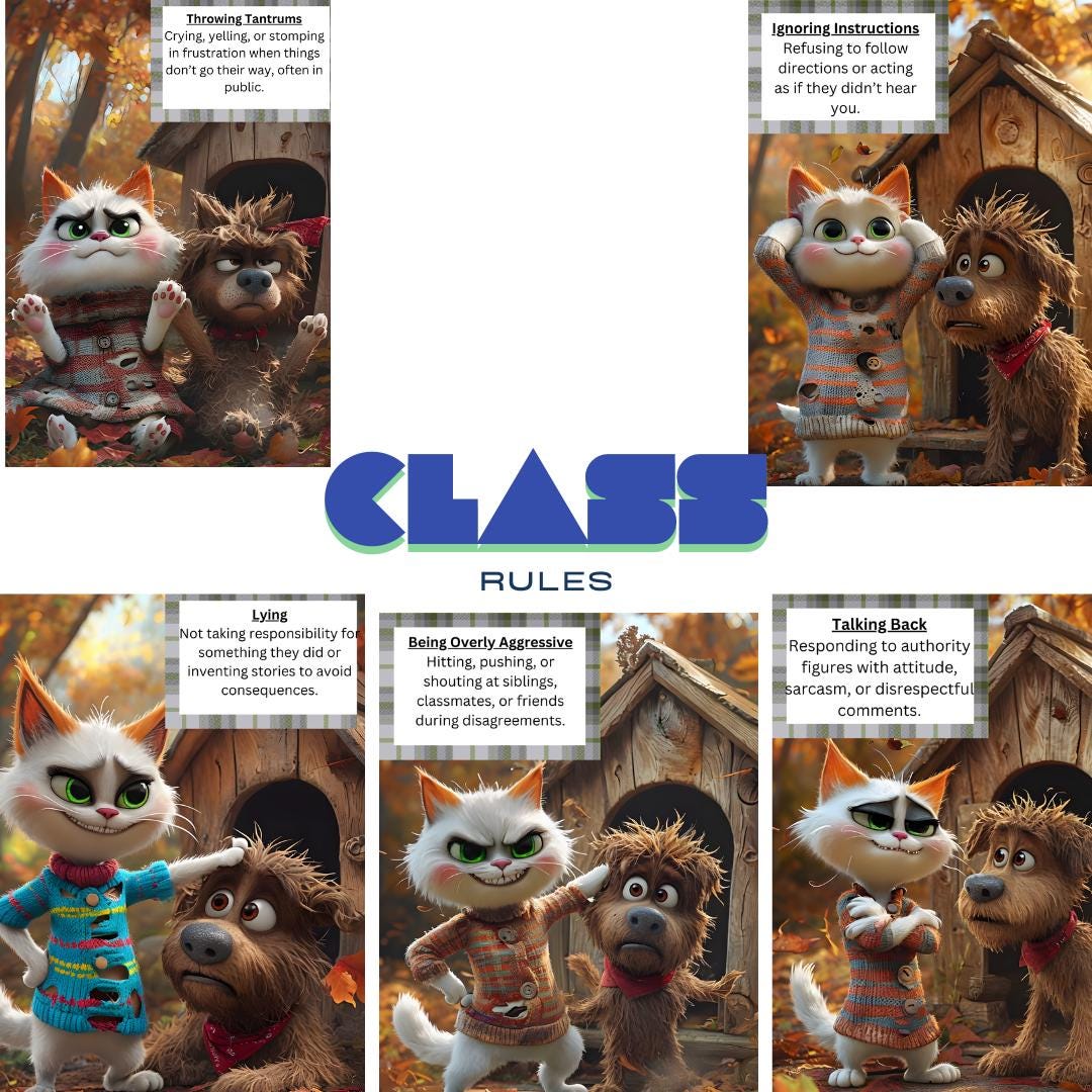 Classroom Rules Posters: Anime Cat & Dog Misbehavior (digital Download ...