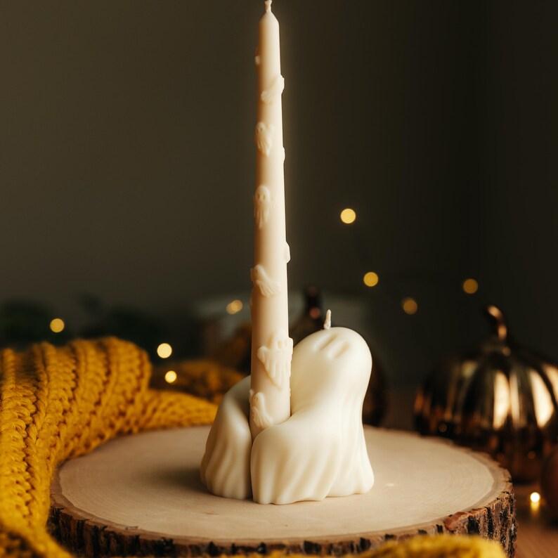 Halloween Taper Candle, Beeswax Taper, Fall Colored Tall Candles ...