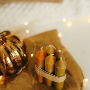 Short Boho Colored Taper Candle, Beeswax Candle, Boho Style Candle ...