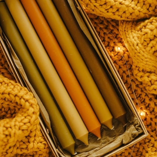 Tall Boho Candle Beeswax Tapers Fall Colored Taper Candles - Etsy
