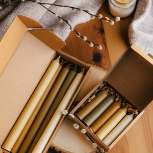 Short Taper Candle Set, Beeswax Colored Candle, Light Boho Style Candle ...