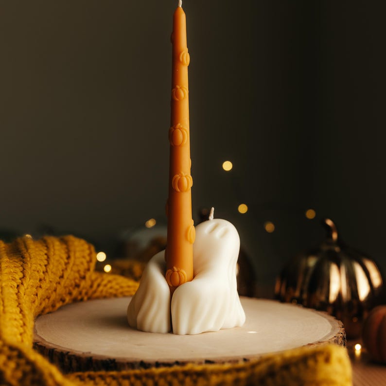 Halloween Taper Candle, Beeswax Taper, Fall Colored Tall Candles ...