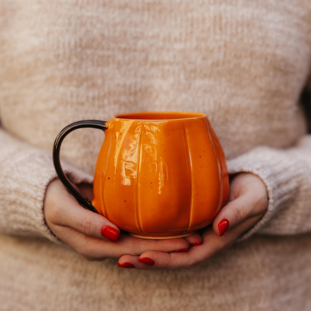 Pumpkin Shaped Mug, Orange Pumpkin Cup, Hello Pumpkin, Fall Mug ...