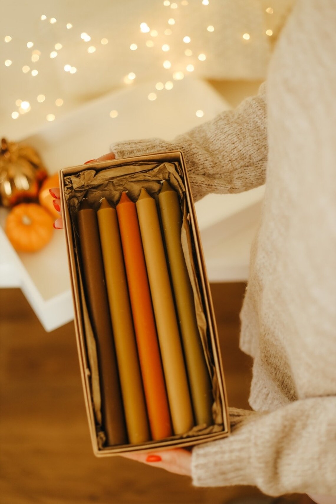 Tall Boho Candle Beeswax Tapers Fall Colored Taper Candles - Etsy