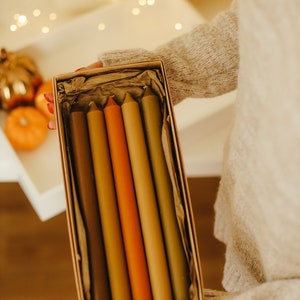 Tall Boho Candle, Beeswax Tapers, Fall Colored Taper Candles, Autumn ...
