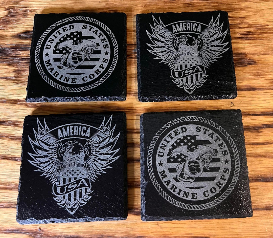 4x4 Marine Corps Slate Coasters - Etsy