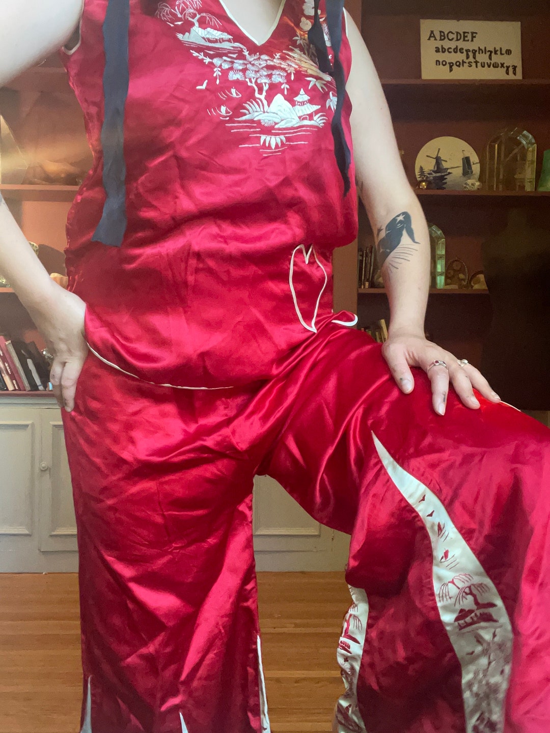 INSANE Vintage 1920/30s Red Silk Chinese Pyjamas With Hand-done ...