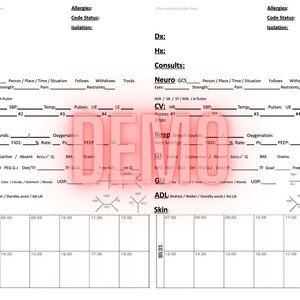 ICU Report Sheet - Etsy