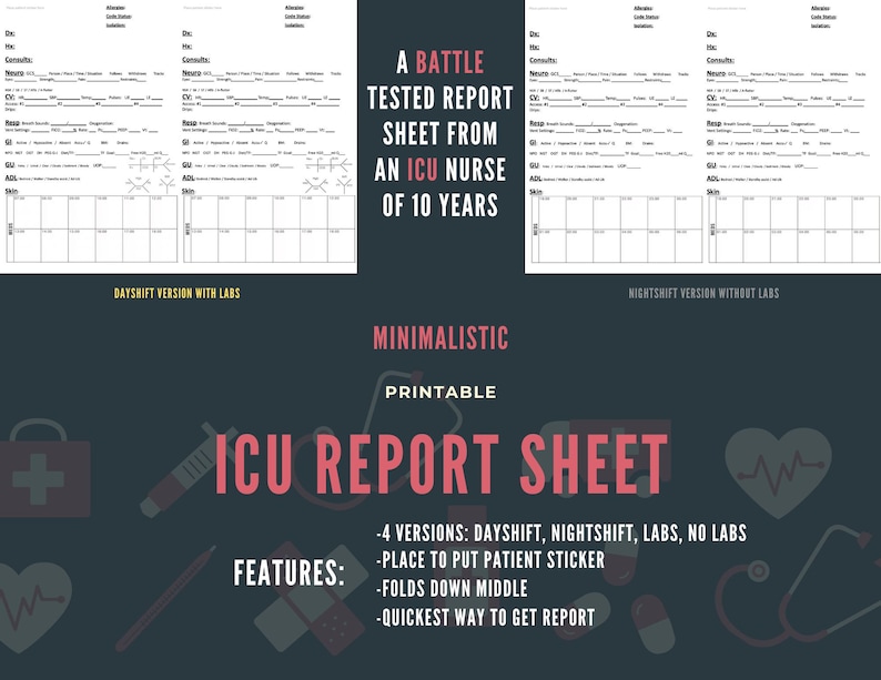 ICU Report Sheet - Etsy