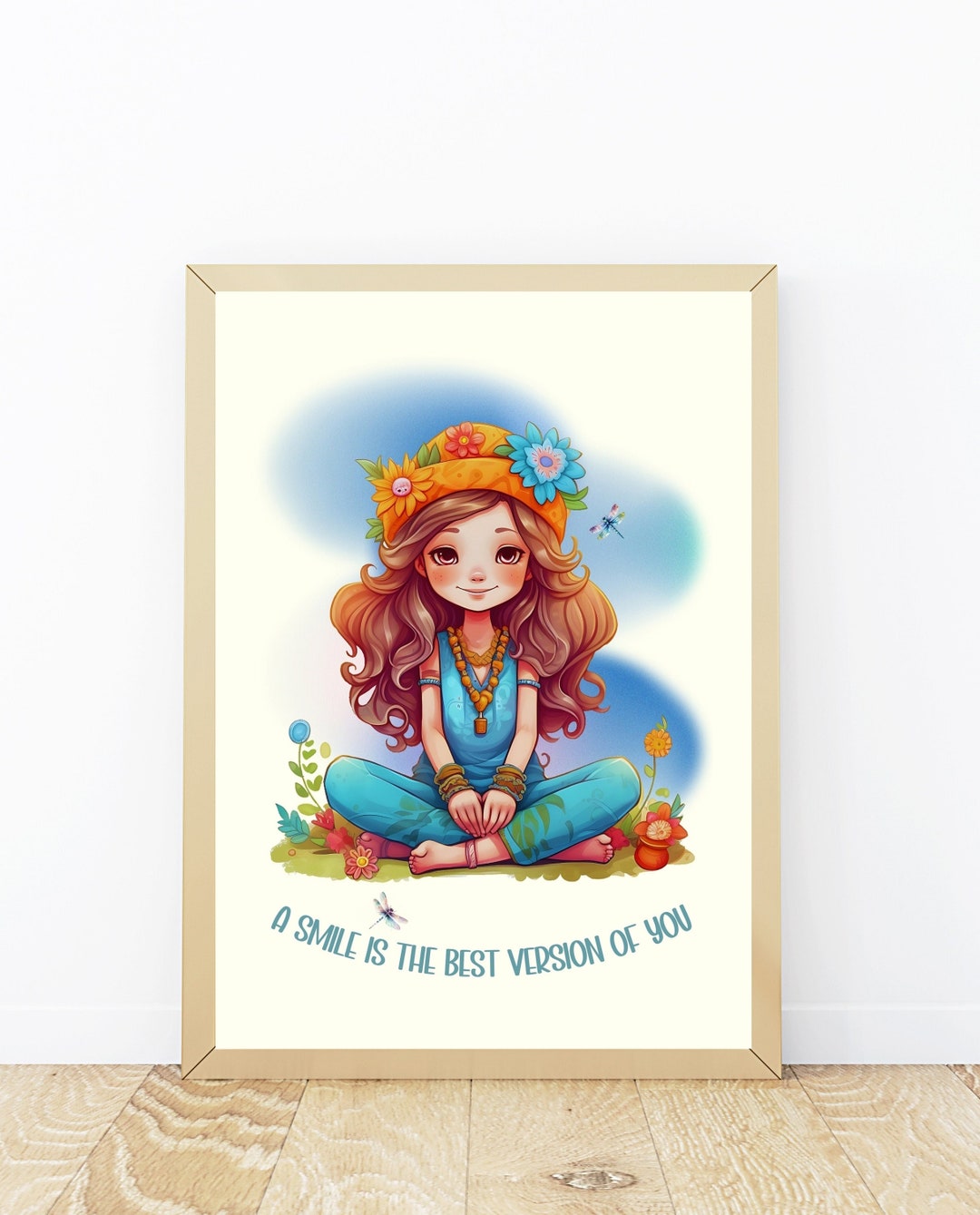 Boho Hippie Printable Art Happiness Inspirational Slogan Digital Art ...