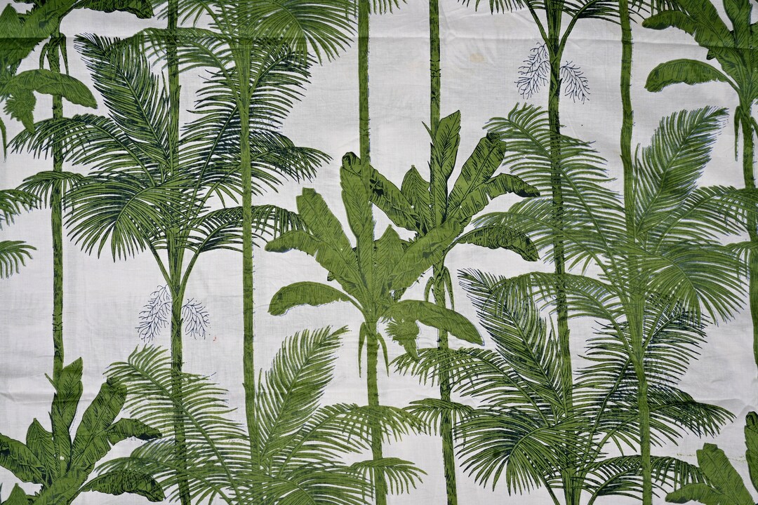 Palm Tree Cotton Fabric, Indian Pure Cotton Fabric, Soft and Versatile ...