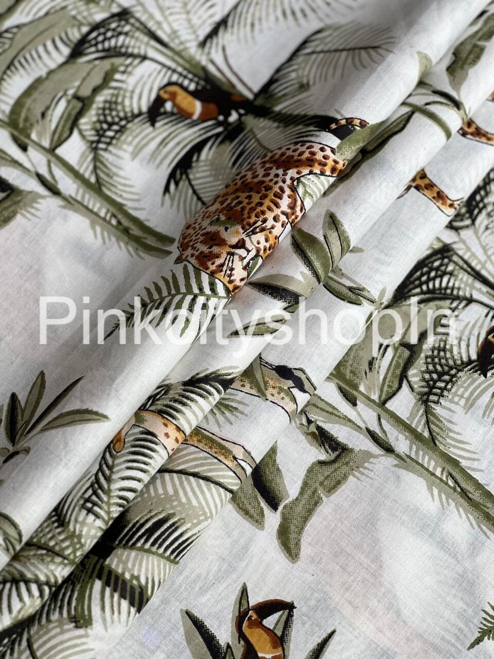 Tiger Print Cotton Fabric, Forest With Tiger Fabric, 100% Cotton Fabric ...