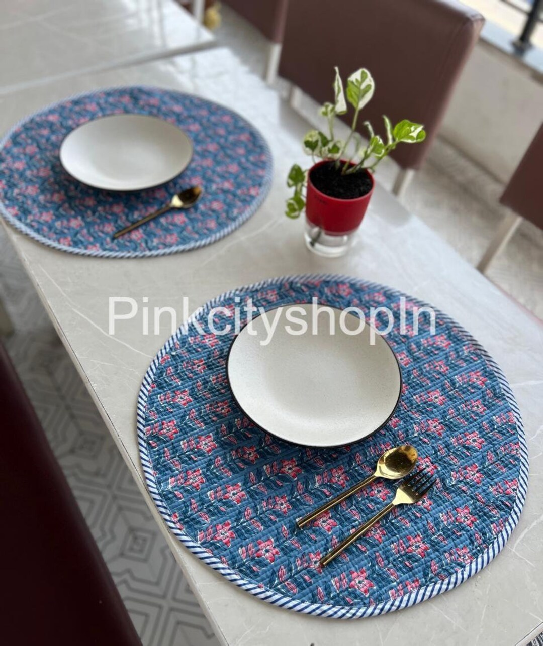 Quilted Placemats, Colorful Kitchen Dining Table Mats, Block Print ...