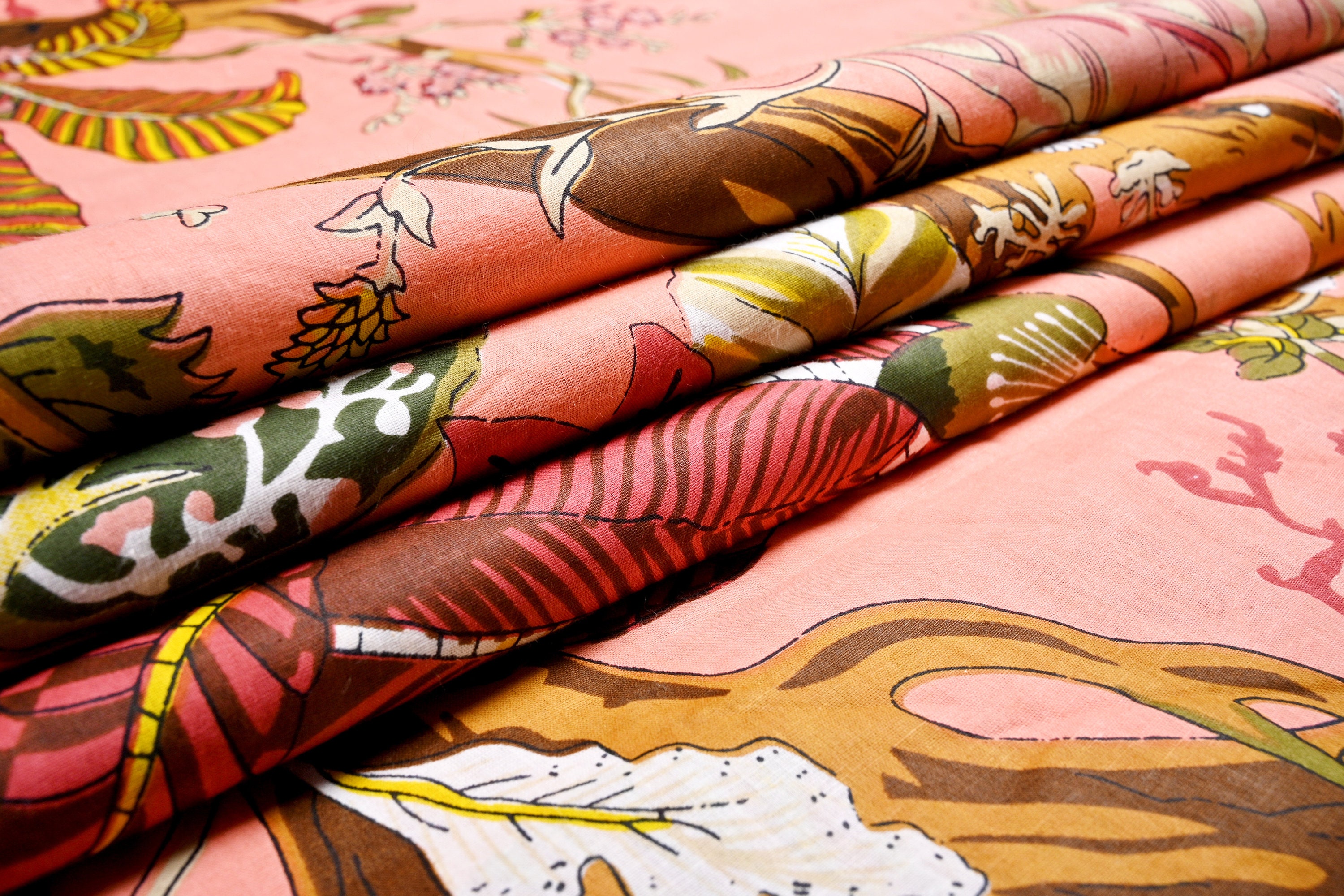 Peach Color Flower Fabric, Indian Cotton Fabric, Summer Sewing Fabric ...