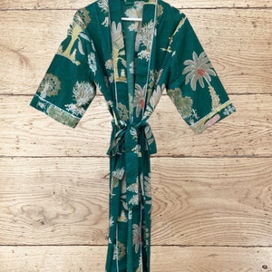 Kimono Robes, Palm Tree Indian Kimono Robe, Handmade Robe, Bridesmaid ...