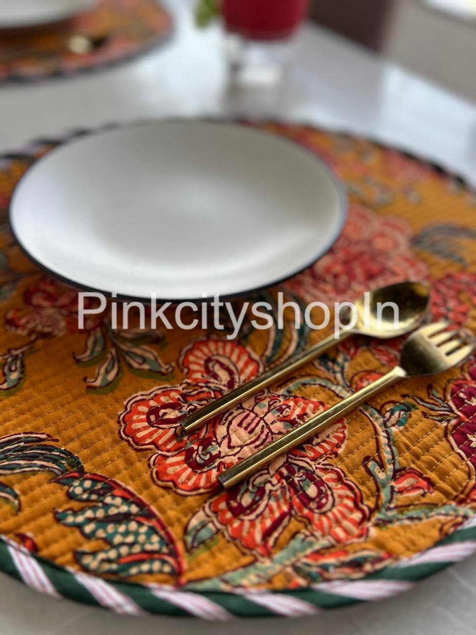 Quilted Placemats Hand-made Cotton Placemat Block Printed Placemats ...