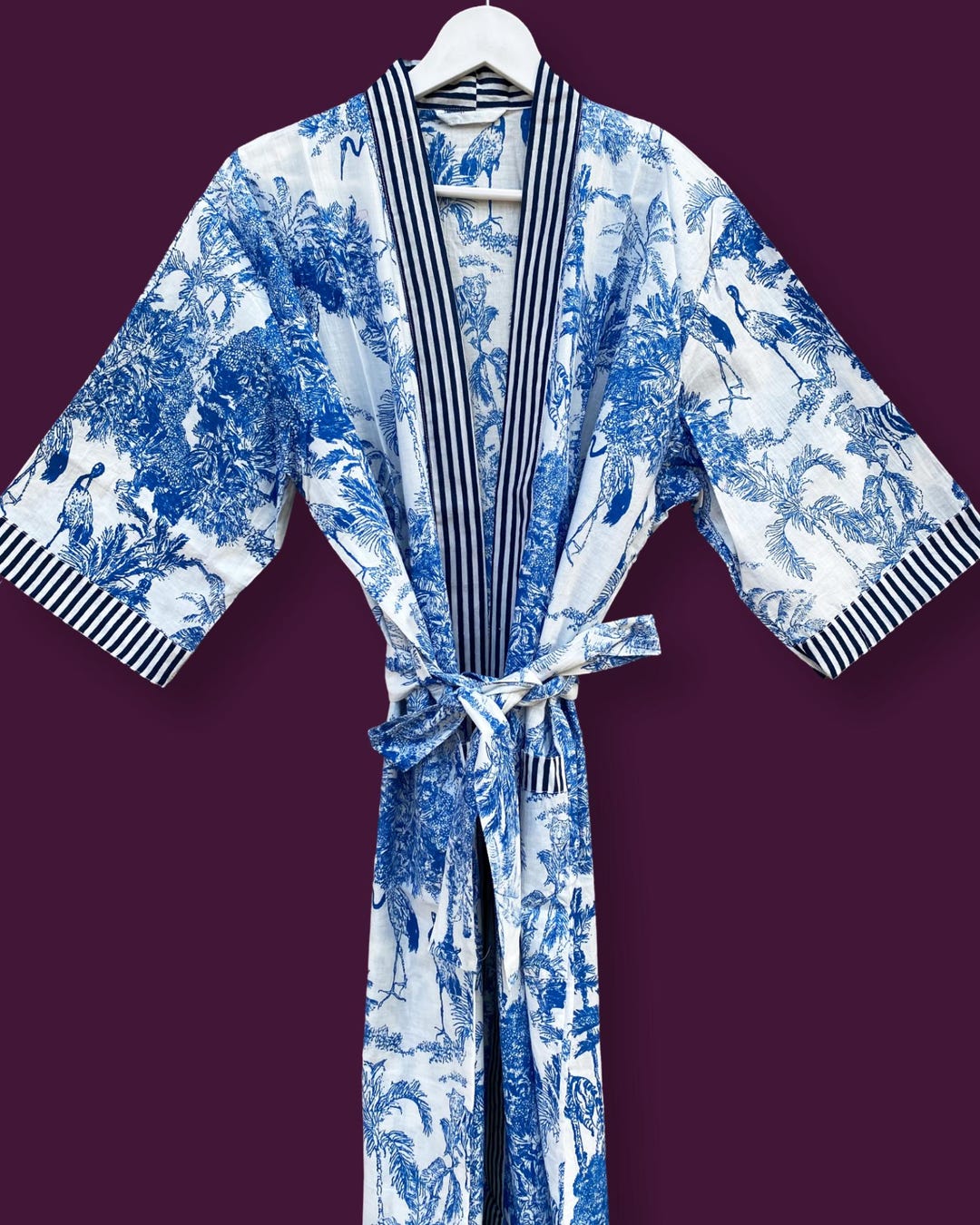 Palm Tree Print Cotton Kimono Robe: Beach Cover Up - Etsy