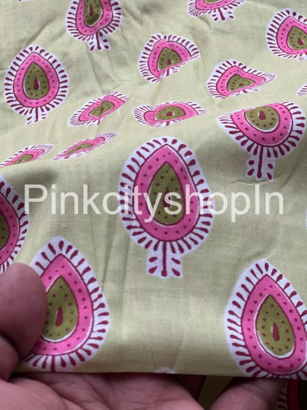 Sheen Green Cotton Fabric, Indian Block Print Fabric, Women Dress ...