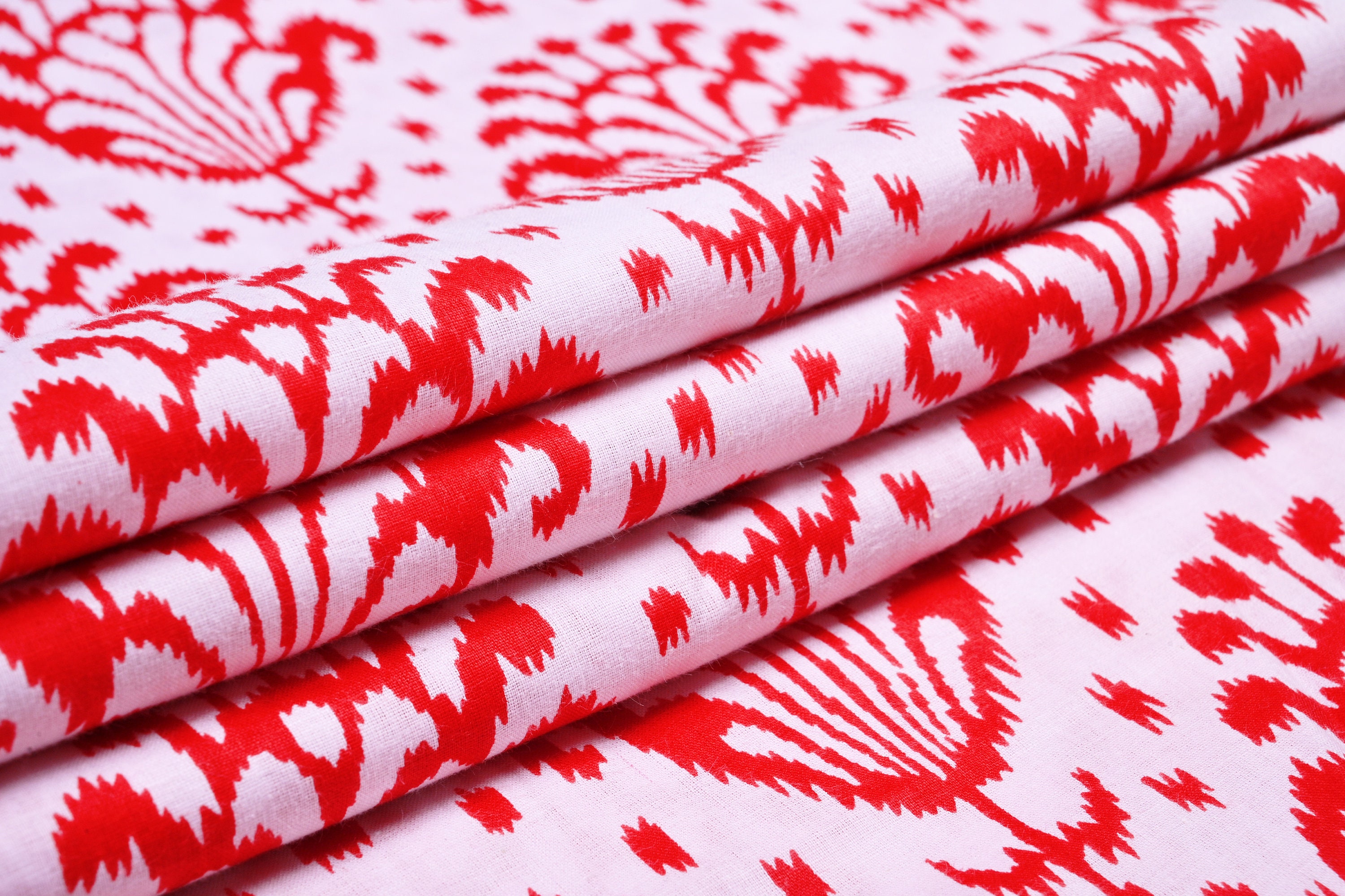 Red Ikat Print Fabric, 100% Cotton Fabric, Indian Cotton Voile, Kids ...