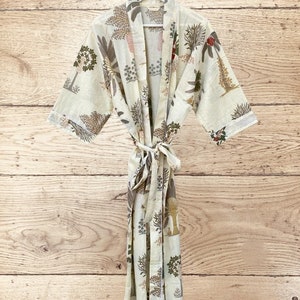 Kimono Robes, Palm Tree Indian Kimono Robe, Handmade Robe, Bridesmaid ...