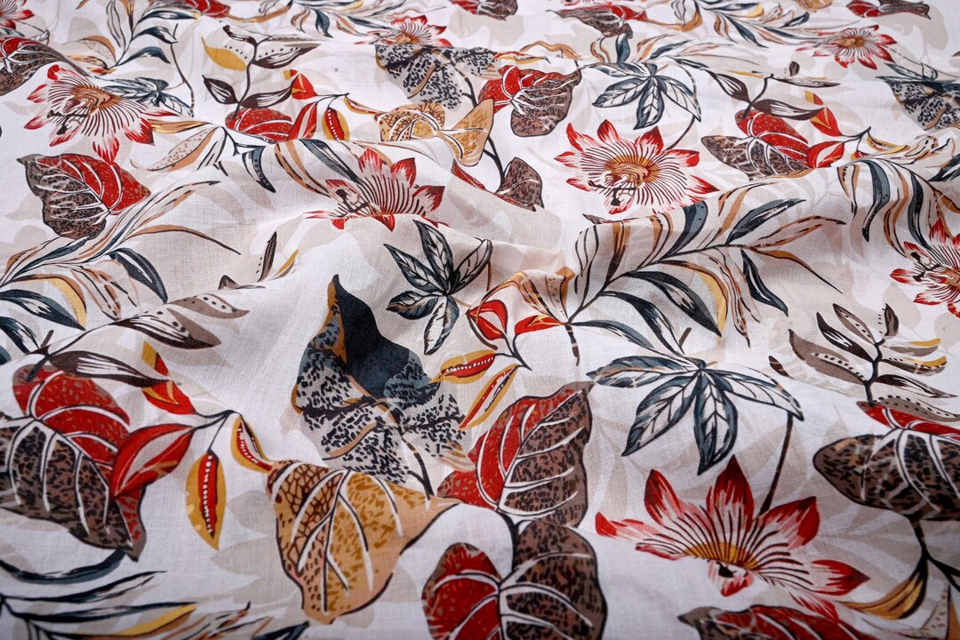 Digital Flower Print Fabric, Indian Cotton Fabric, Women Dress Making ...