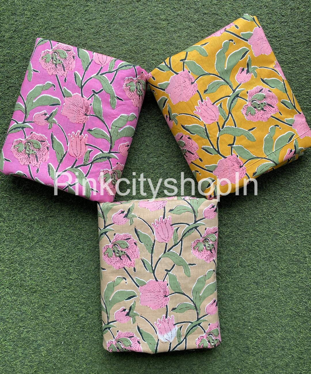 Elegant Floral Cotton Fabric: Hand-printed Flower Design, DIY Crafts - Etsy