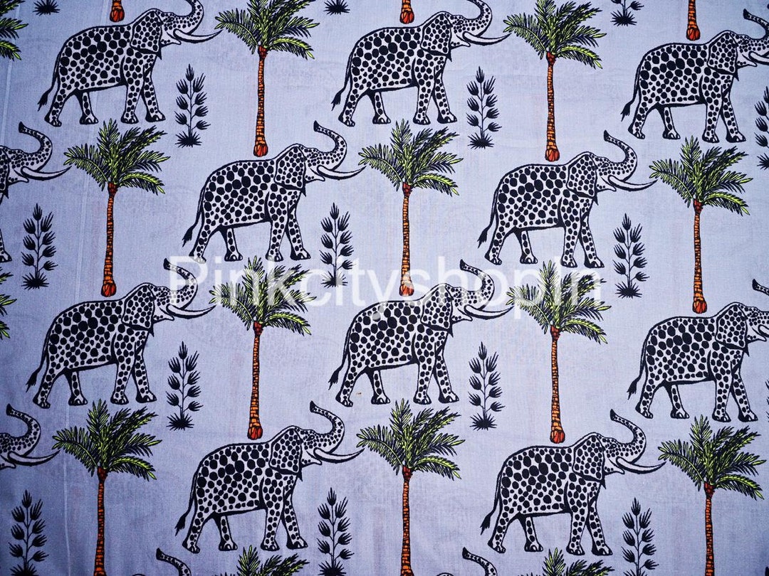 Elephant Print Cotton Fabric: Soft Kids Crafting, Baby Quilt Material ...