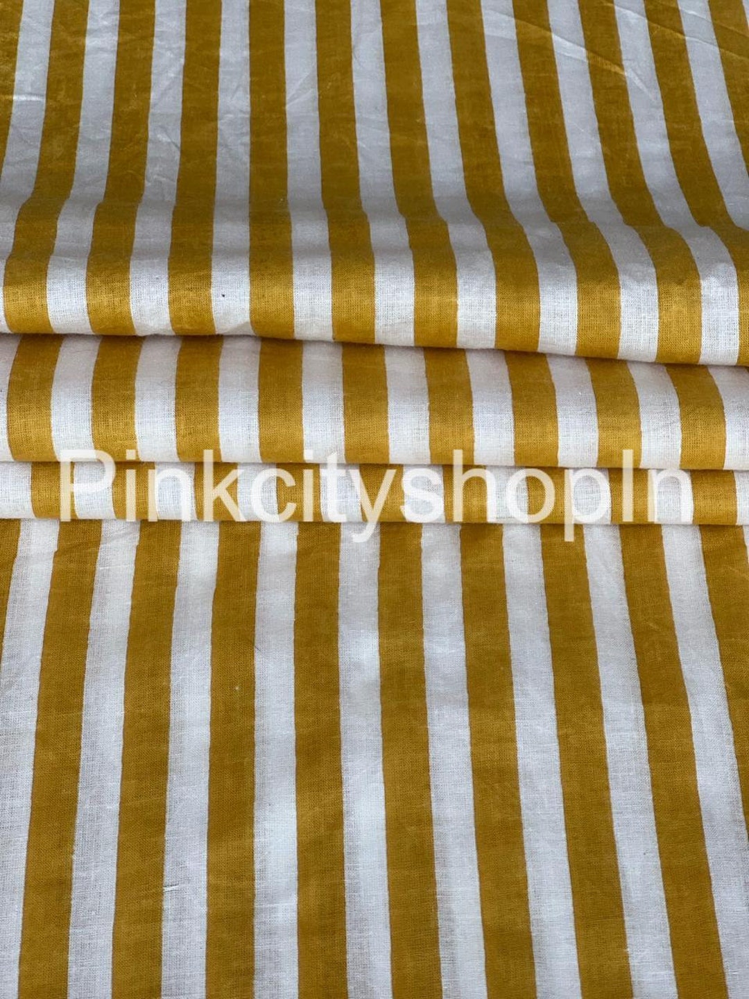 Mustard Stripe Cotton Fabric: Hand Block Print Indian Running Fabric - Etsy