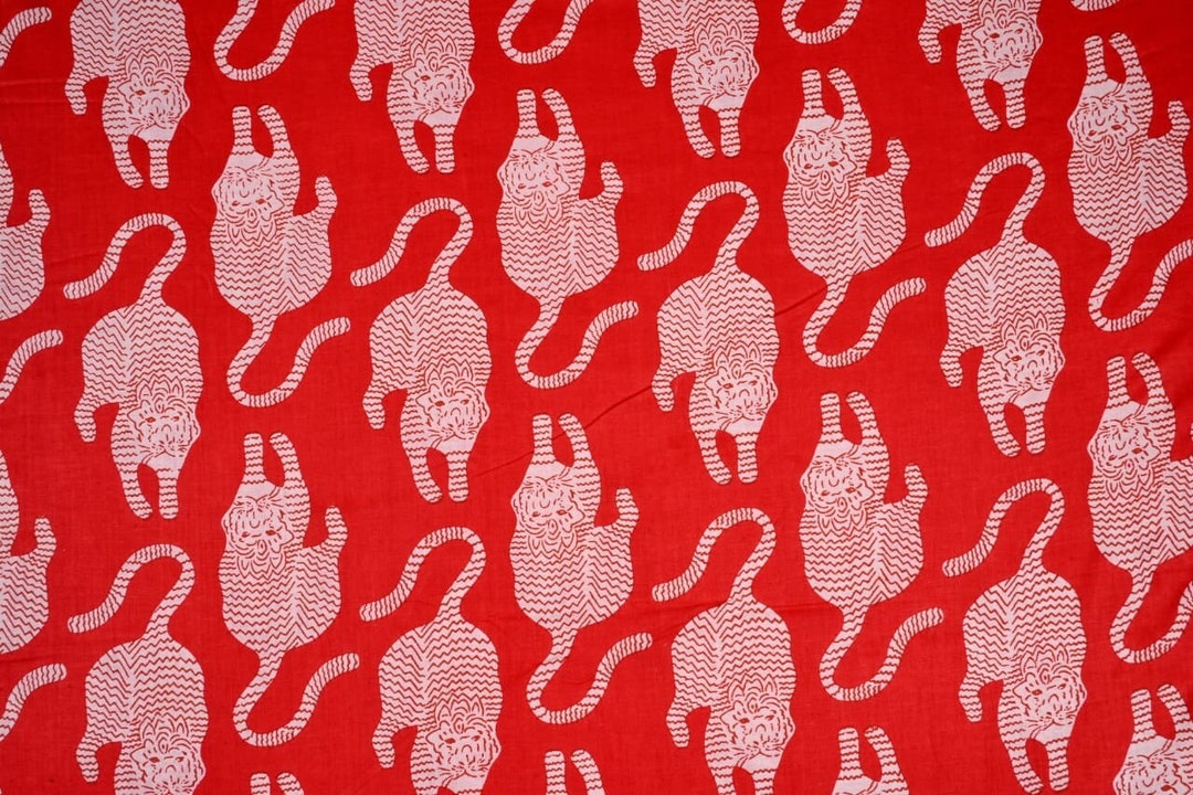 Tiger Print Cotton Fabric, Indian Fabric, Light Weight Cotton Fabric ...