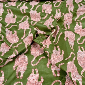 Tibetan Tiger Print Cotton Fabric: Hand Block Printed Sewing Material ...