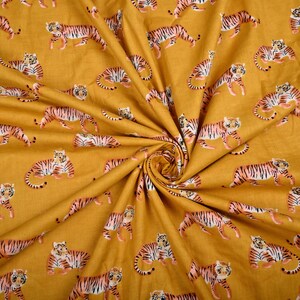 Tibetan Tiger Print Fabric, Vintage Cotton Fabric, Fabric by T He Yard ...