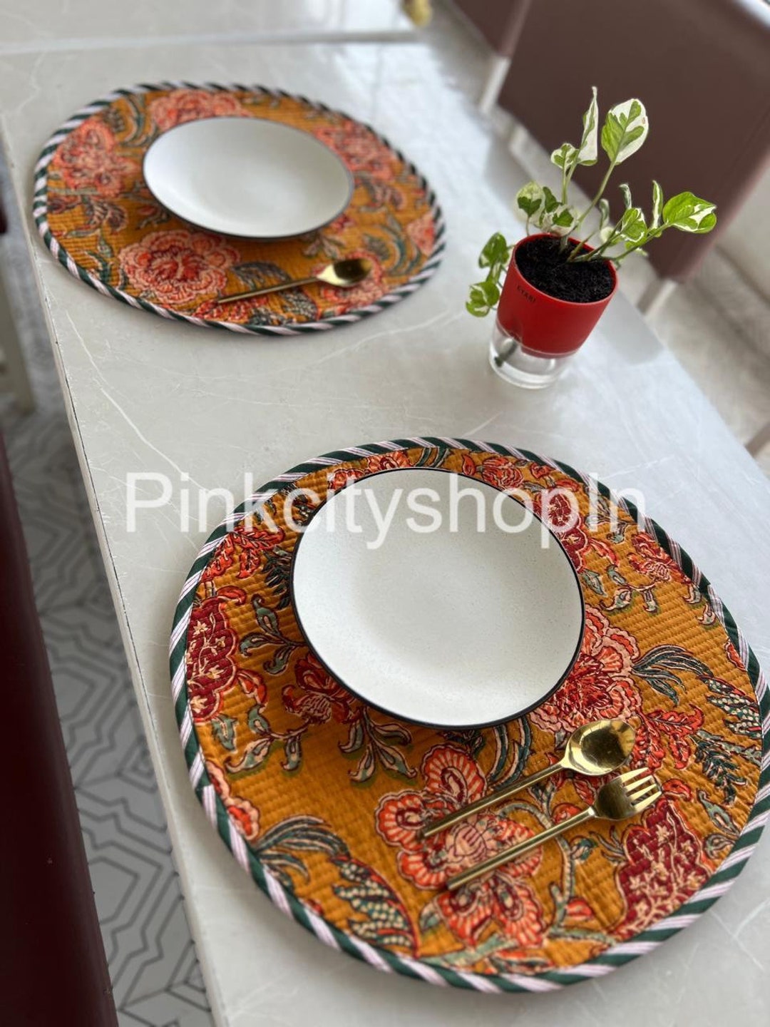 Quilted Placemats Hand-made Cotton Placemat- Block Printed Placemats ...