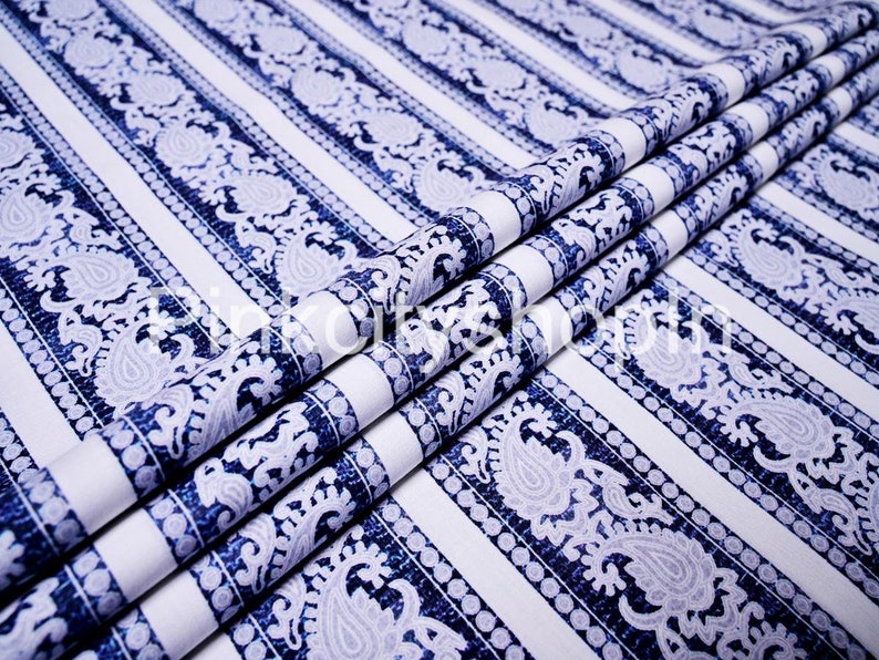 Cotton Border Stripe Fabric, Dress Material Cotton Fabric, Soft Summer ...