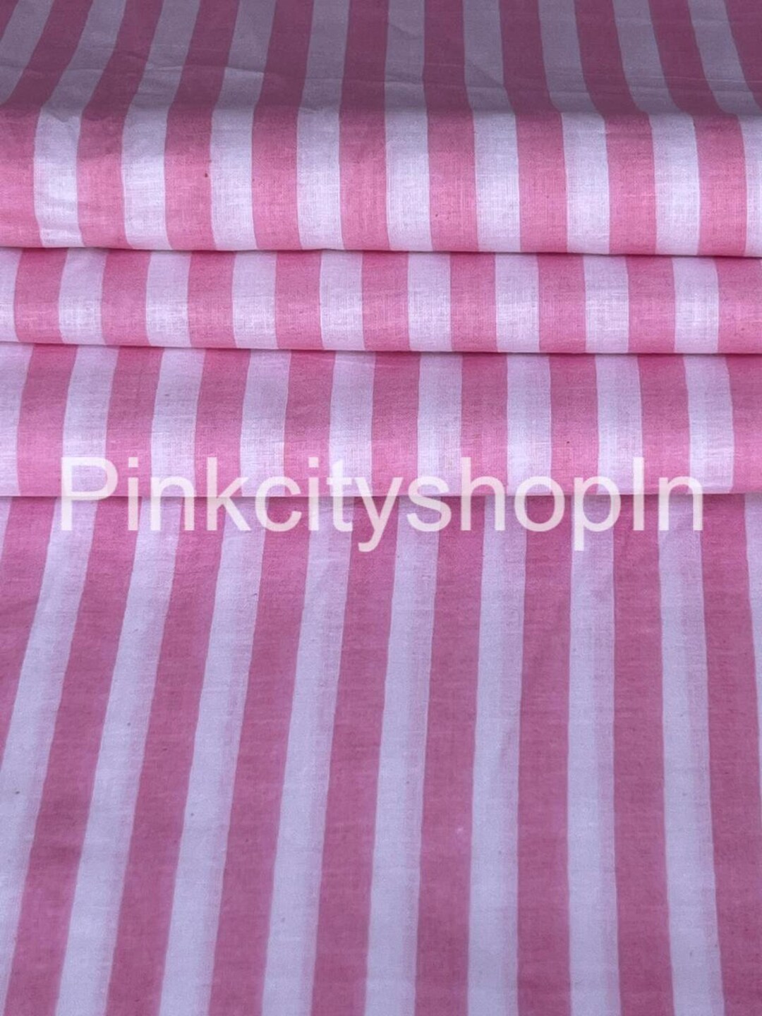 Baby Pink Stripe Fabric, Fabric by the Yard, , Block Print Pink Stripes ...