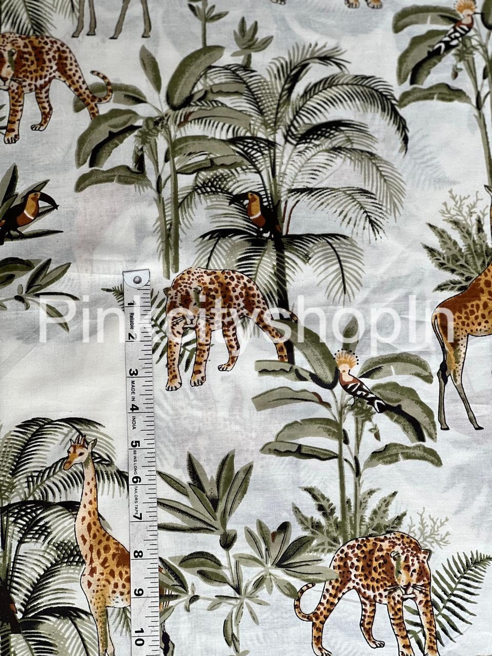 Tiger Print Cotton Fabric, Forest With Tiger Fabric, 100% Cotton Fabric ...