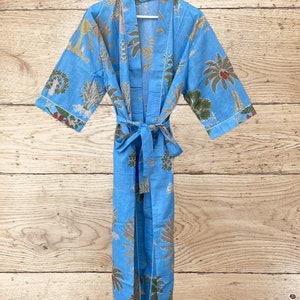 Kimono Robes, Palm Tree Indian Kimono Robe, Handmade Robe, Bridesmaid ...