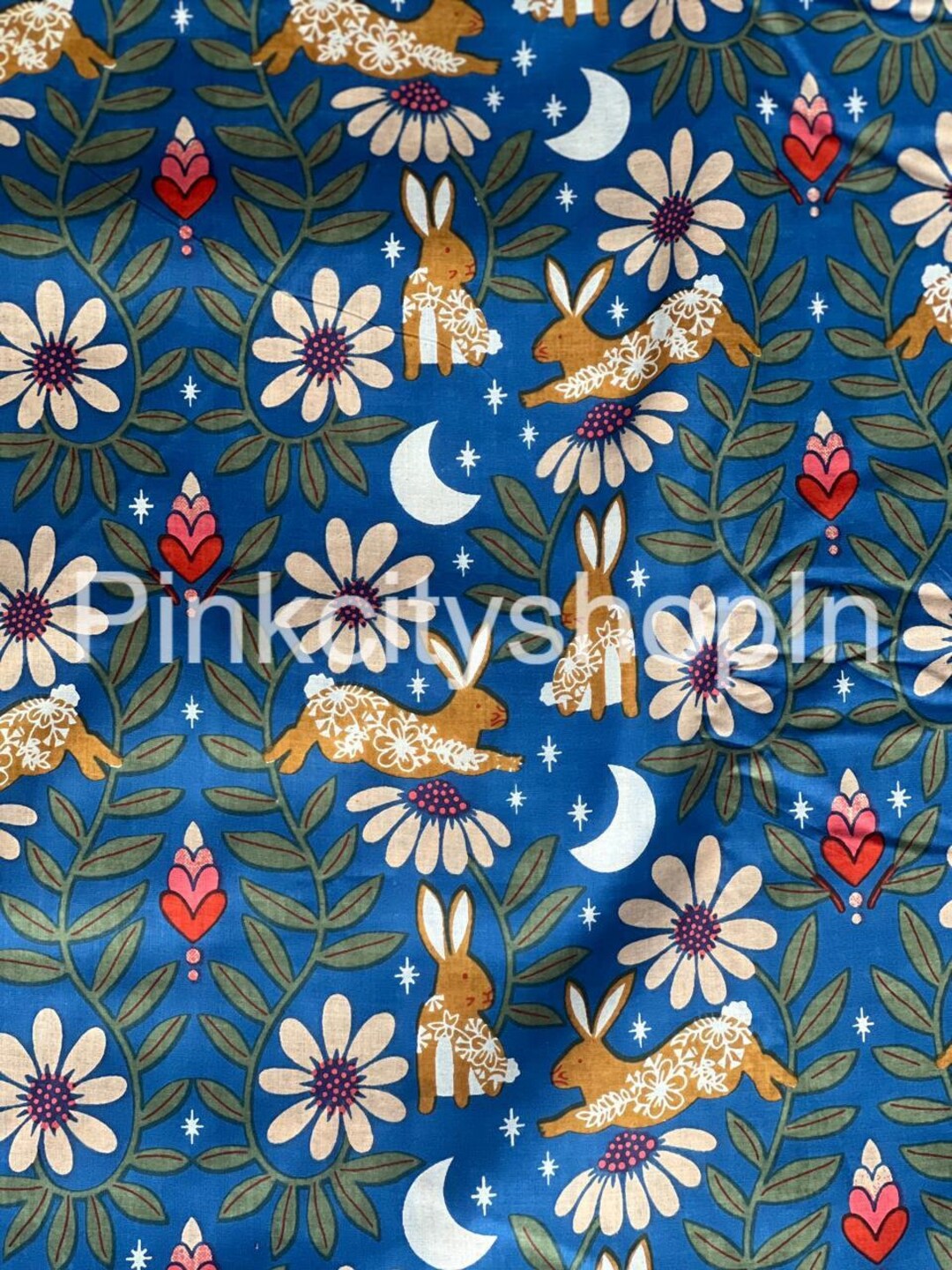 Floral & Rabbit Print Cotton Fabric, 100% Cotton Fabric, Kids Product ...