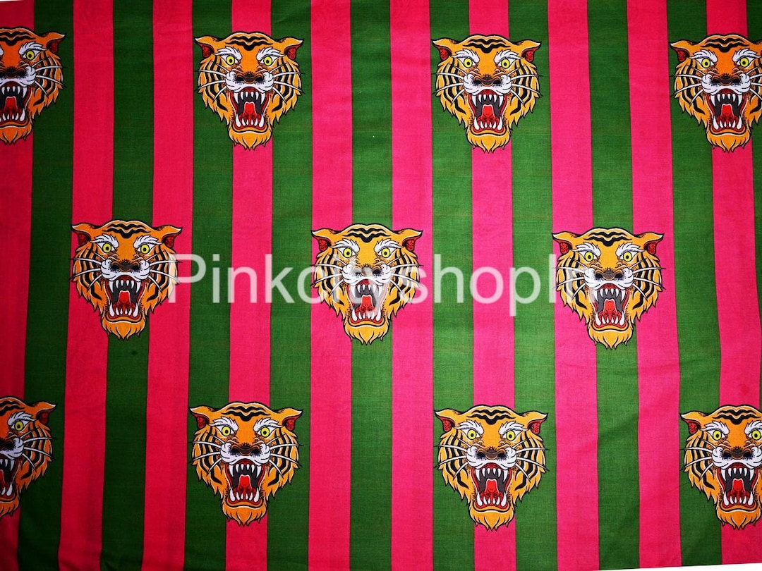 Tiger Stripe Cotton Fabric: Pink & Red Screen Print, Home Decor - Etsy