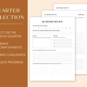 Quarterly Review Prompts Template Printable | 3-month Reflection ...