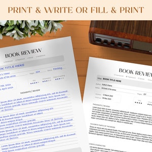 Reading Journal Printable and Fillable PDF | Book Planner With Log ...