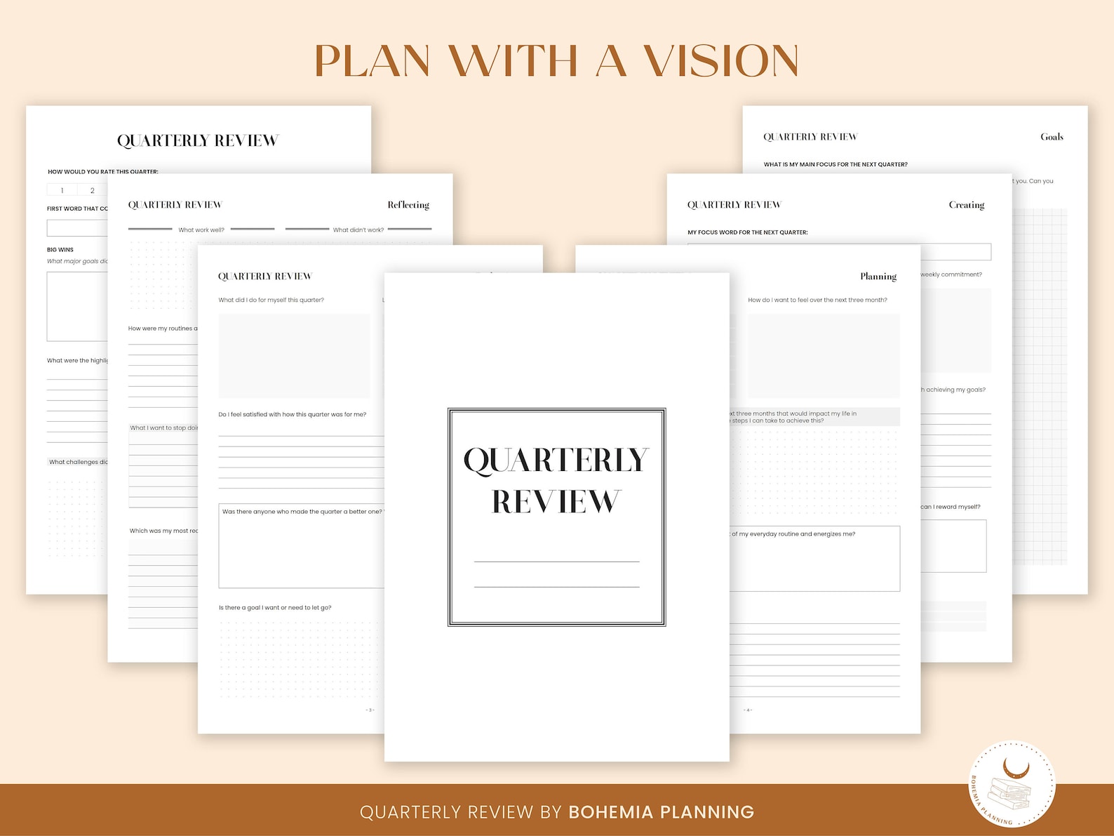 Quarterly Review Prompts Template Printable | 3-month Reflection ...