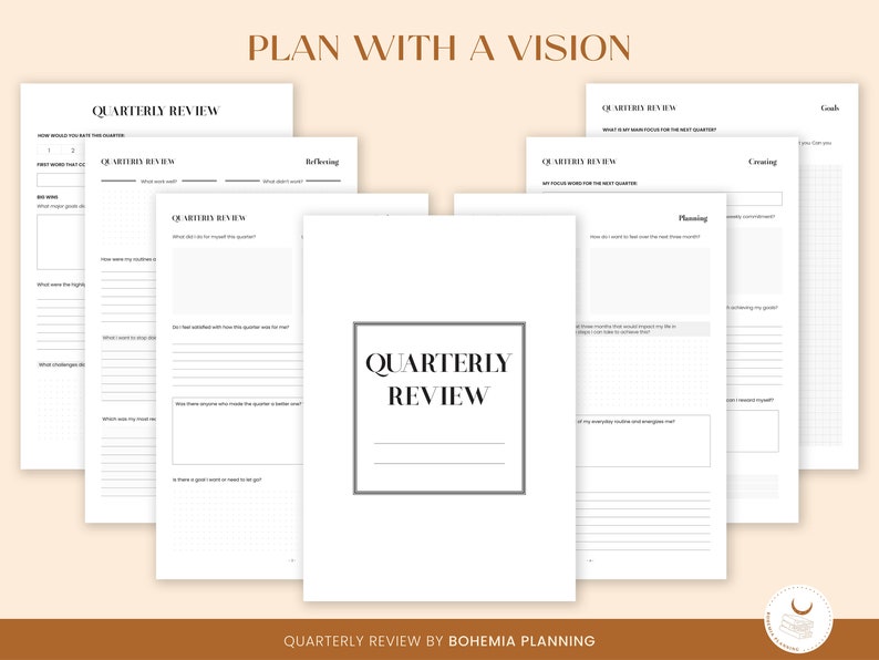 Quarterly Review Prompts Template Printable | 3-month Reflection ...