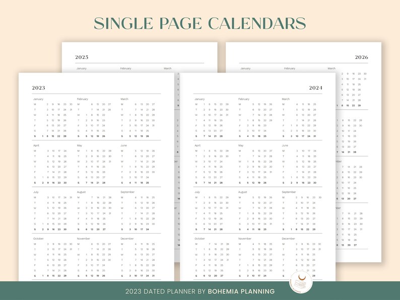2023-2026 at A Glance Yearly A5 Calendars Single Page - Etsy
