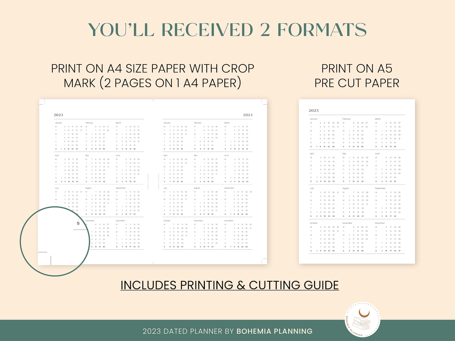 2023-2026 at A Glance Yearly A5 Calendars Single Page Minimalist A5 ...