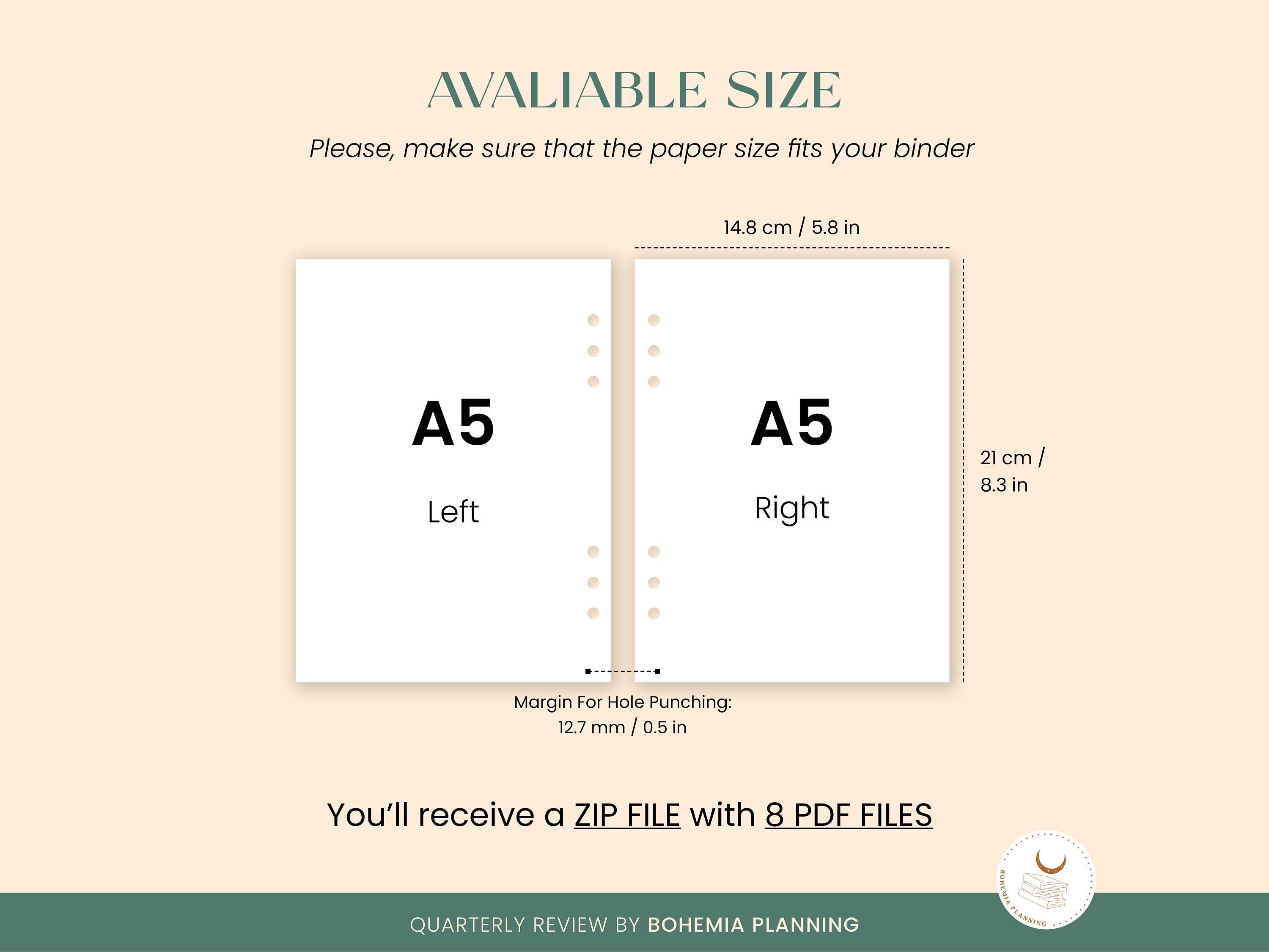 Quarterly Review A5 Printable Inserts 3-month Goal Prompts for ...