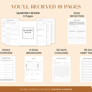 Quarterly Review Fillable Printable | 3-month Reflection and Goal ...