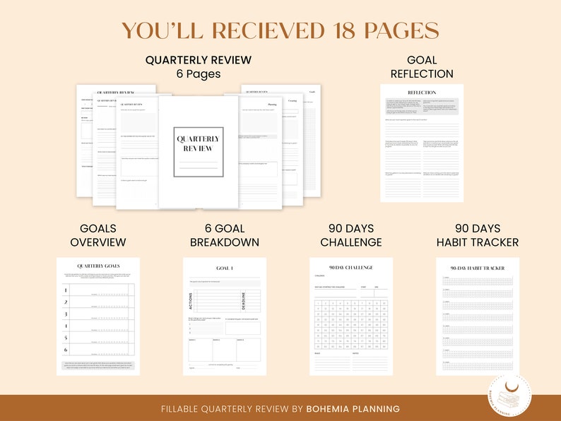 Quarterly Review Fillable Printable 3-month Reflection Fill and Print ...