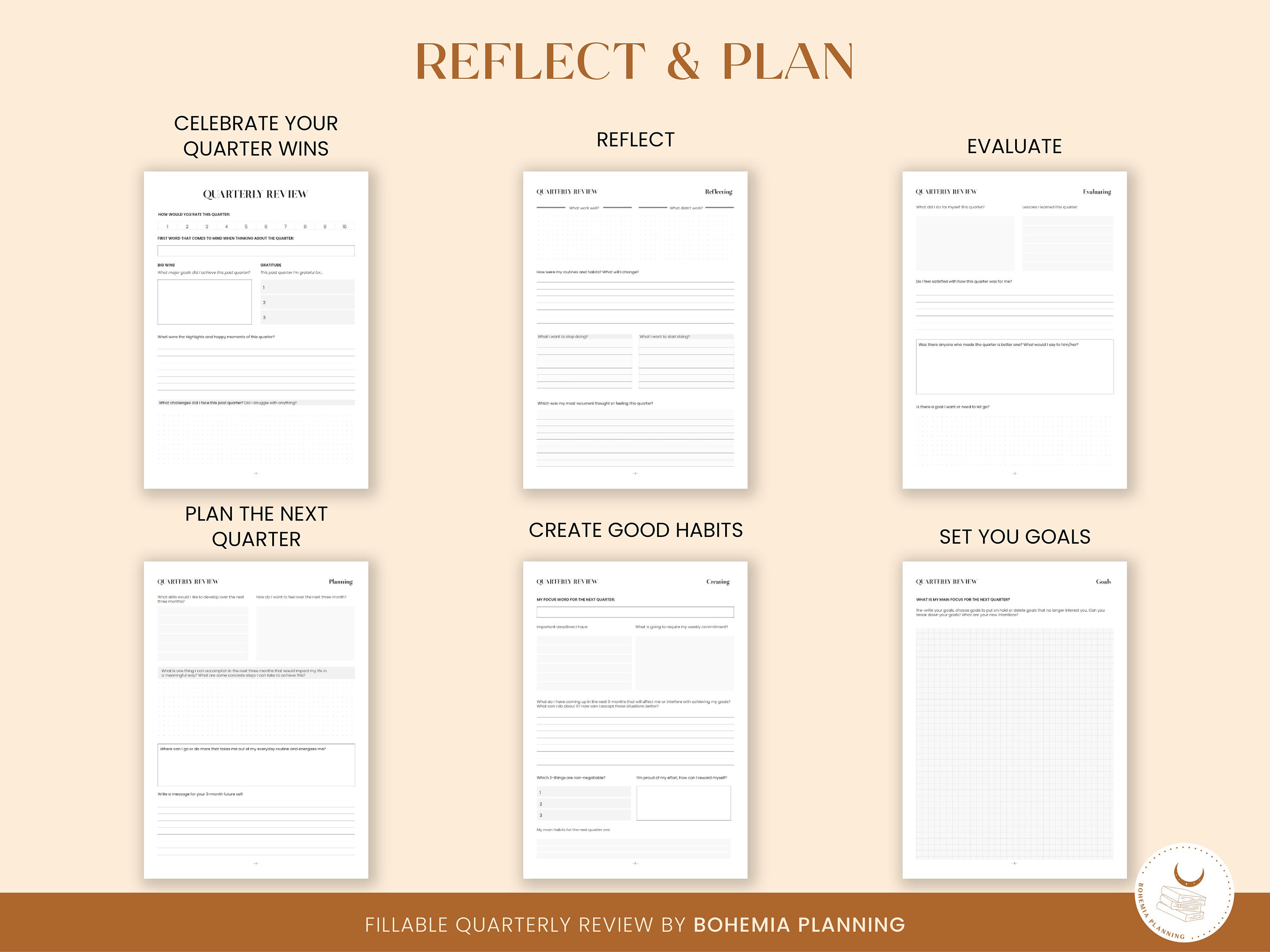 Quarterly Review Fillable Printable 3-month Reflection Fill and Print ...